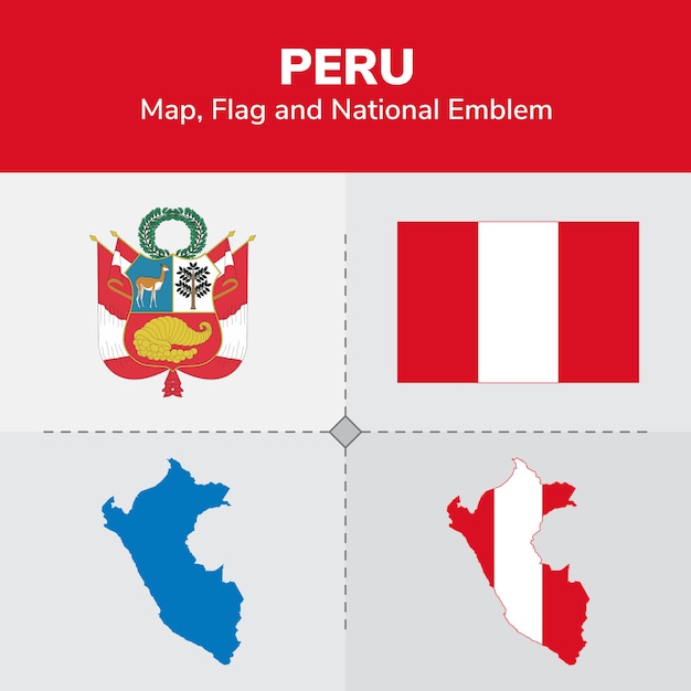 Vibrant Symbols of Peruvian Pride: Map, Flag, and National Emblem ...