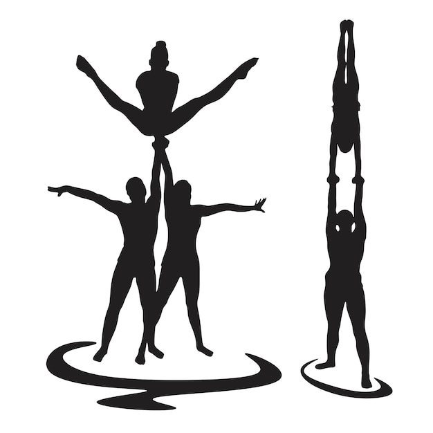 Dynamic Silhouette Figures Showcasing Acrobatic Poses | Jiffy Designs