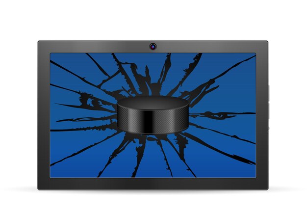 Shattered Tablet Screen with Striking Blue Backdrop | Jiffy Designs