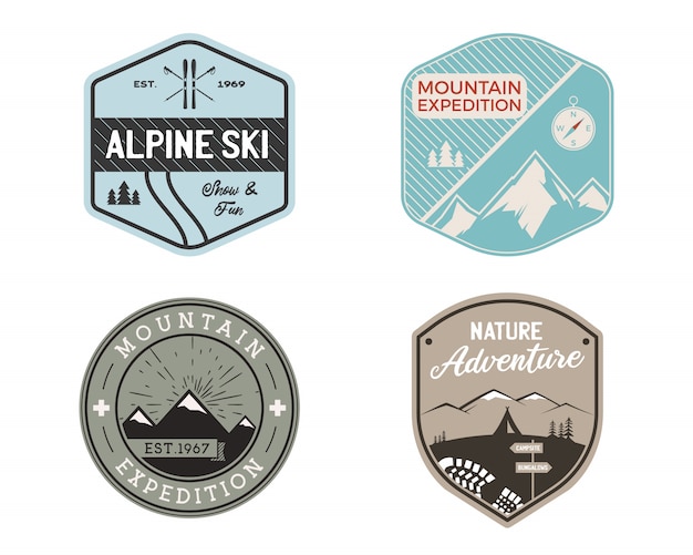 Vintage Mountain and Alpine Adventure Badges Collection | Jiffy Designs