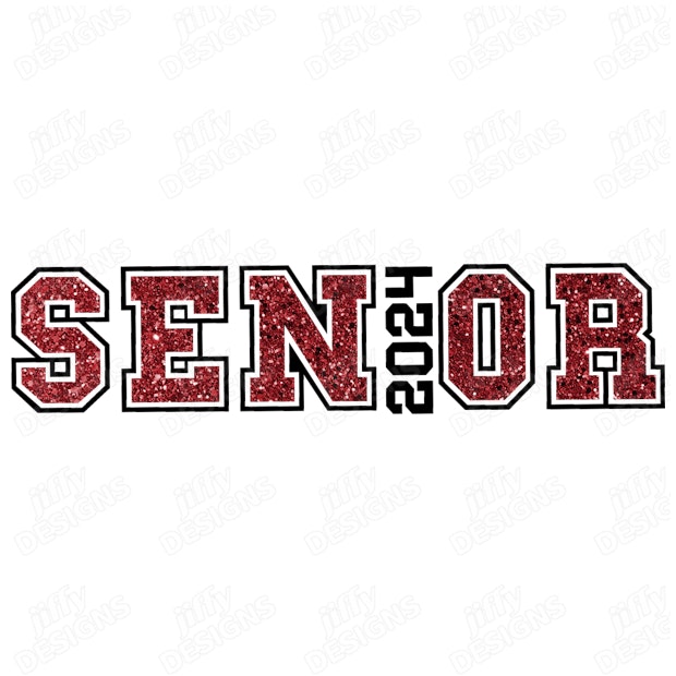 'Senior 2024' Distressed Collegiate Block Letters with Textured Fill ...