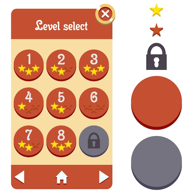 Vibrant Game Level Selection Interface with Stars and Locks | Jiffy Designs
