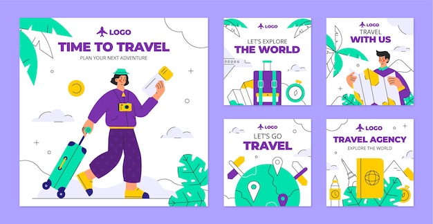 Vibrant Travel-Themed Collection with Diverse Illustrations | Jiffy Designs