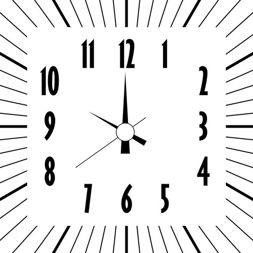 Retro Clock Face. Square Hour Dial With Numbers And Hour And Minute ...