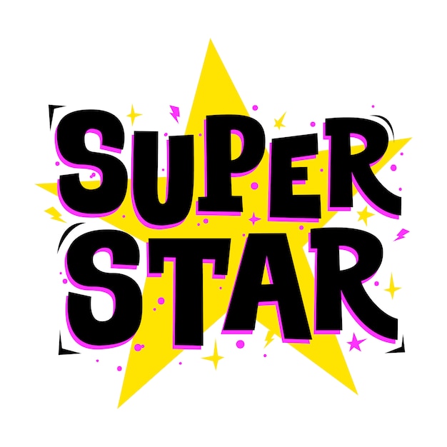 Vibrant Superstar Text with Sparkling Star Accents | Jiffy Designs