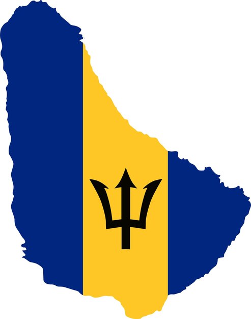 Barbados National Flag Silhouette with Trident Symbol | Jiffy Designs