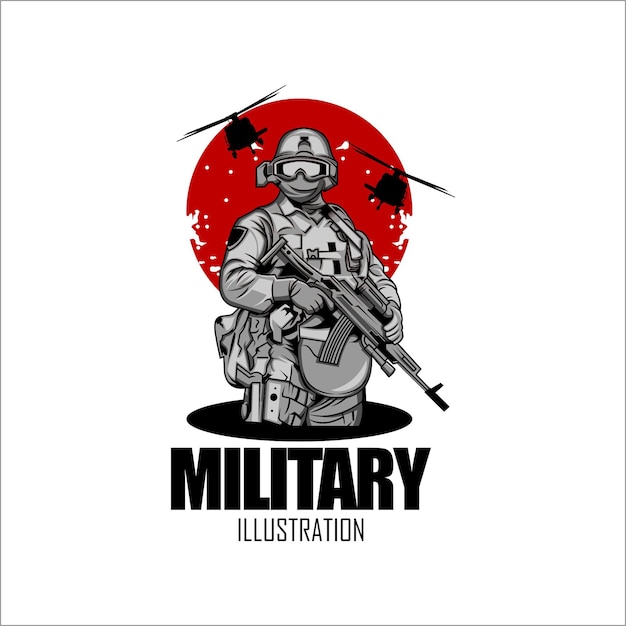 Heroic Soldier Silhouette Against Crimson Backdrop | Jiffy Designs