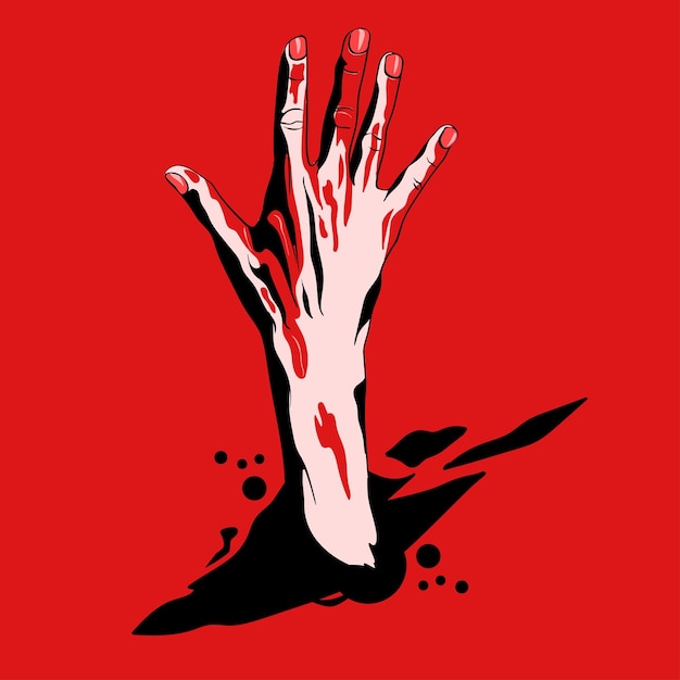 Dramatic hand silhouette emerging from crimson background | Jiffy Designs