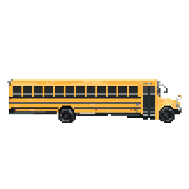 Vibrant Yellow Pixel Art School Bus Transporting Students | Jiffy Designs