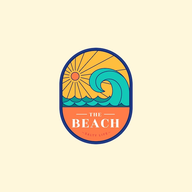 Vibrant Coastal Emblem: The Beach Beckons | Jiffy Designs