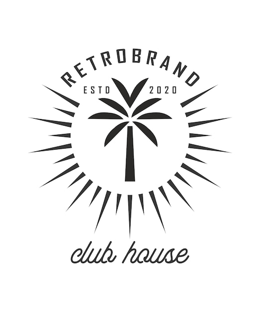 Retro Palm Tree Club House Logo Design | Jiffy Designs
