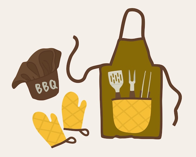 Vibrant BBQ Apron and Grilling Essentials Illustration | Jiffy Designs