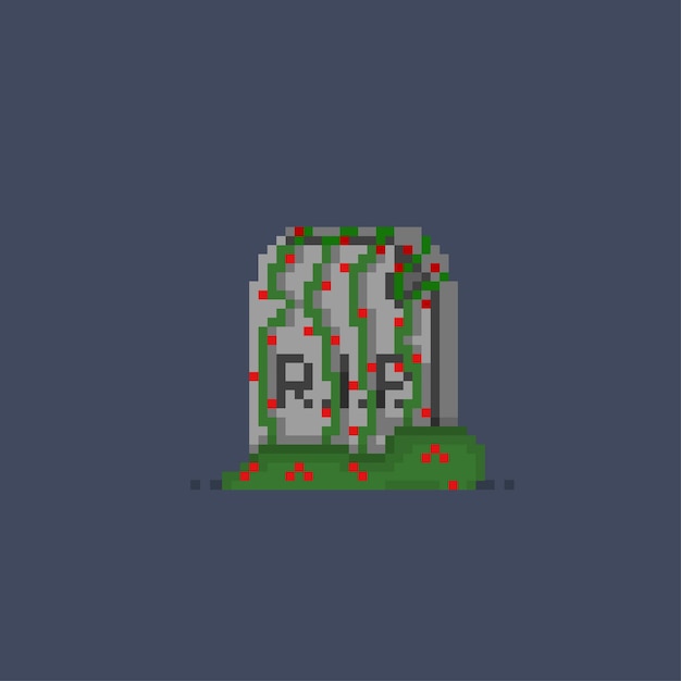 Vibrant Pixel Art Gravestone Against Moody Backdrop | Jiffy Designs