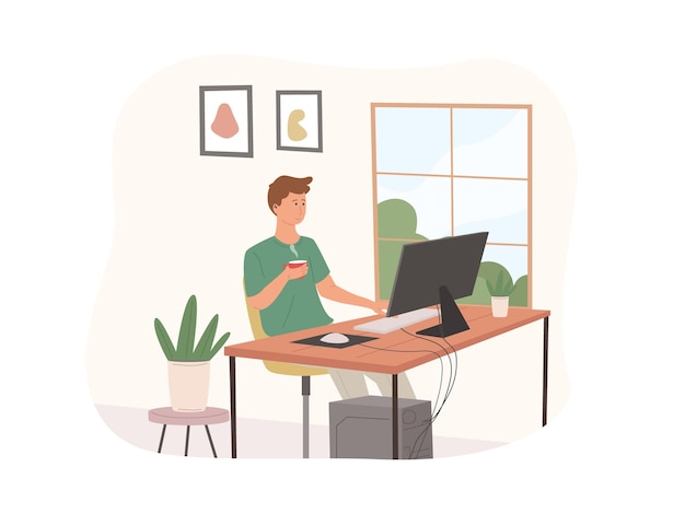 Productive Workspace with Vibrant Decor and Focused Professional ...