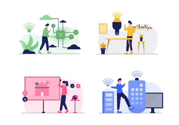 Vibrant Illustrations Depicting Modern Wireless Communication Concepts ...