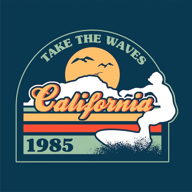 Retro California Beach Sunset Graphic Design | Jiffy Designs