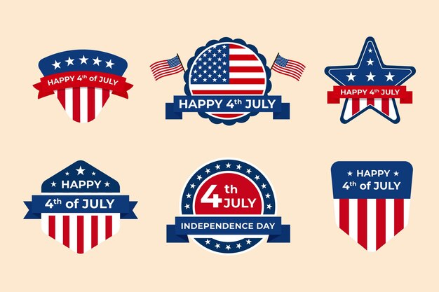 Patriotic 4th of July Emblem Collection with Stars and Stripes | Jiffy ...
