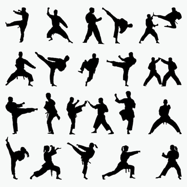 Powerful Martial Arts Silhouettes - Dynamic Poses and Movements | Jiffy ...