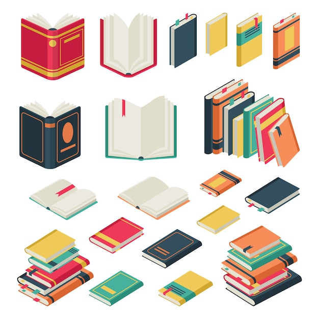Vibrant Assortment of Isometric Books and Journals | Jiffy Designs