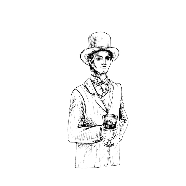 Dapper Gentleman in Top Hat Holding Champagne Glass | Jiffy Designs