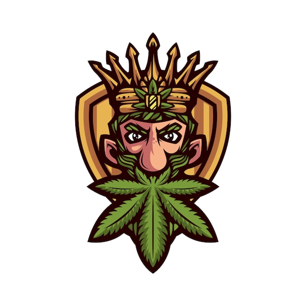 Regal Stoner King Smoking Marijuana Leaf Emblem Illustration | Jiffy ...