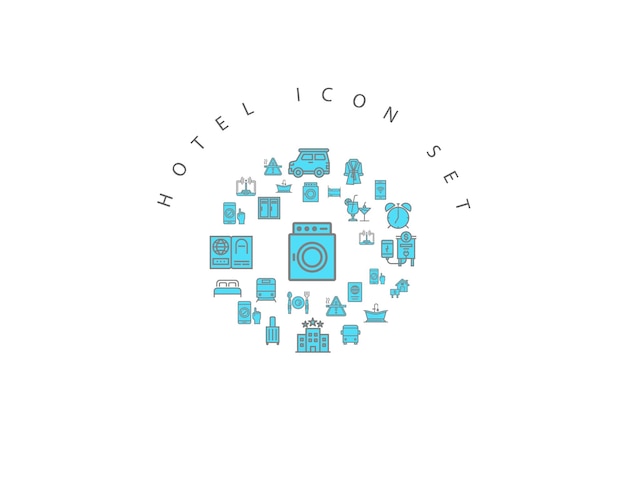 Diverse Collection of Versatile Hotel Icons for Hospitality Branding ...