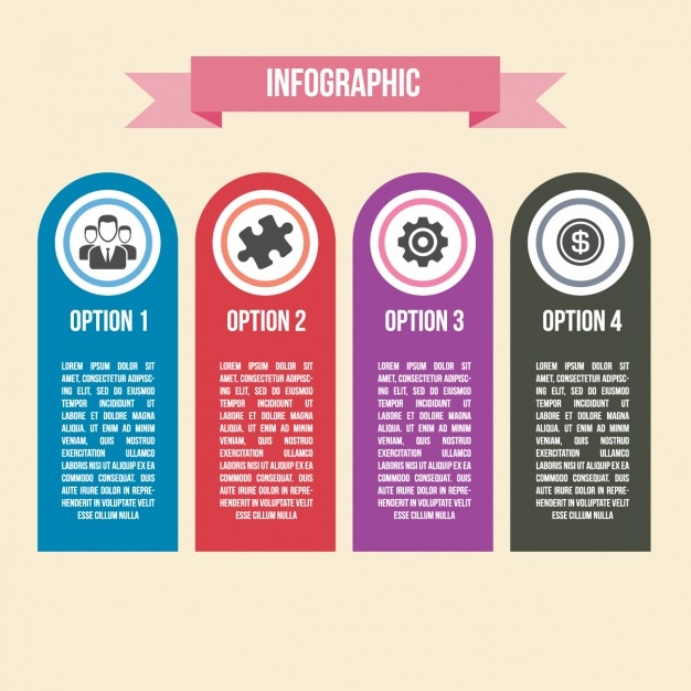 Vibrant Infographic Design with Four Labeled Option Panels | Jiffy Designs