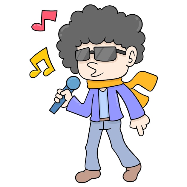 Animated Singer Performing with Microphone and Music Notes | Jiffy Designs