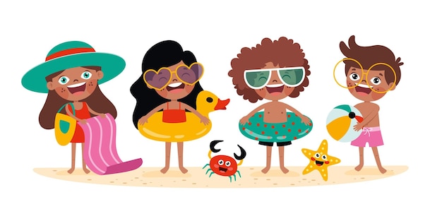 Cheerful Beach-Themed Characters Enjoying Summer Fun | Jiffy Designs