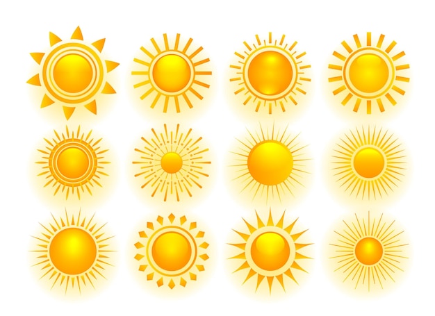 Vibrant Collection of Radiant Sun Icons and Symbols | Jiffy Designs