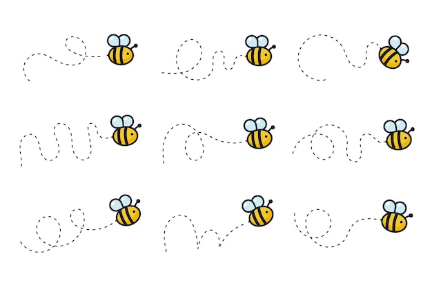 Whimsical Buzzing Bees in Flight with Dotted Trails | Jiffy Designs