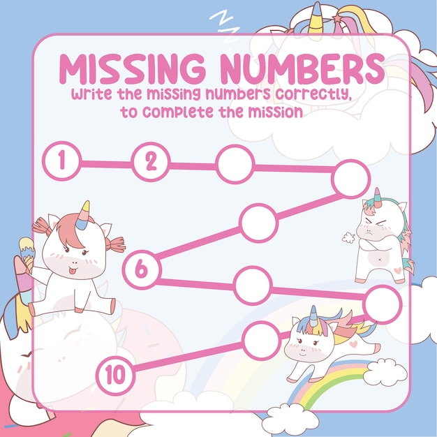 Whimsical Unicorn Math: Completing the Missing Numbers Puzzle | Jiffy ...