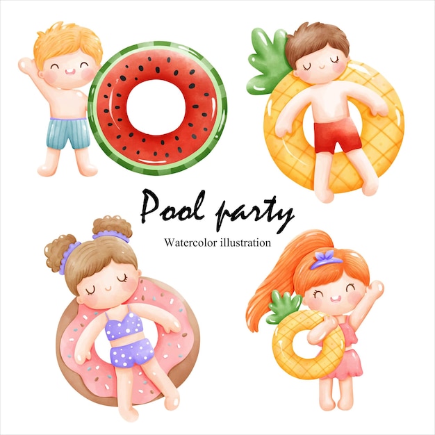 Vibrant Pool Party Collection with Playful Characters and Tropical ...