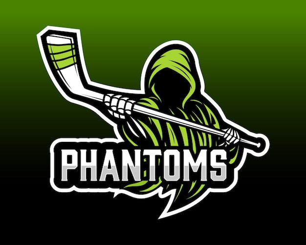 Powerful Phantoms Hockey Team Logo on Green Background | Jiffy Designs