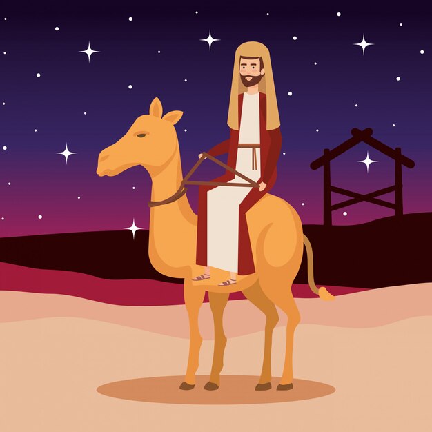 Jesus Christ Riding a Camel in Starry Desert Night | Jiffy Designs