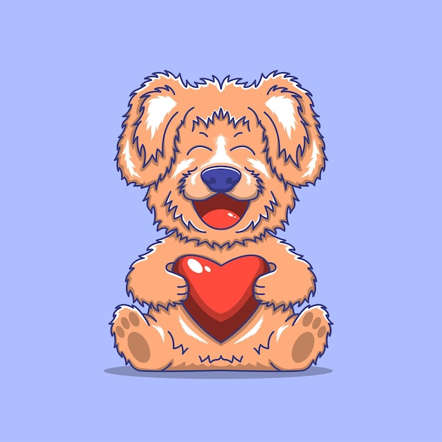Adorable Fluffy Puppy Holding a Vibrant Heart | Jiffy Designs