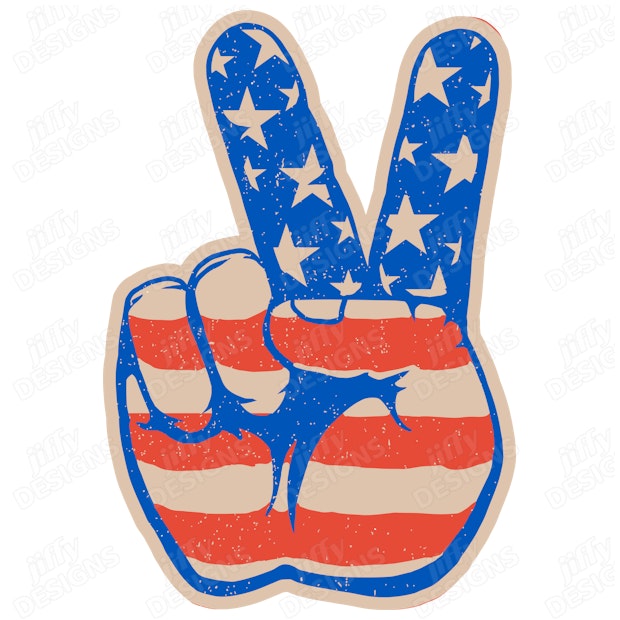 Patriotic Peace Sign Hand Gesture with Stars and Stripes Design | Jiffy ...