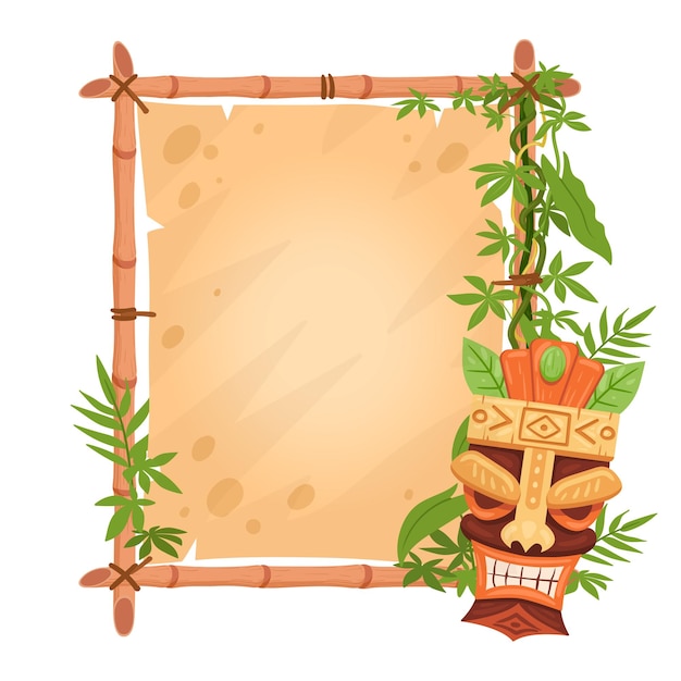 Tropical Tiki Frame with Lush Foliage and Tribal Decor | Jiffy Designs