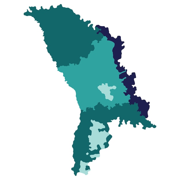 Vibrant Geographical Map of Moldovan Regions in Shades of Teal | Jiffy ...