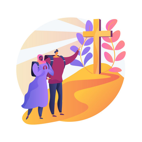 Christian Pilgrimages Abstract Concept Vector Illustration. Go On ...