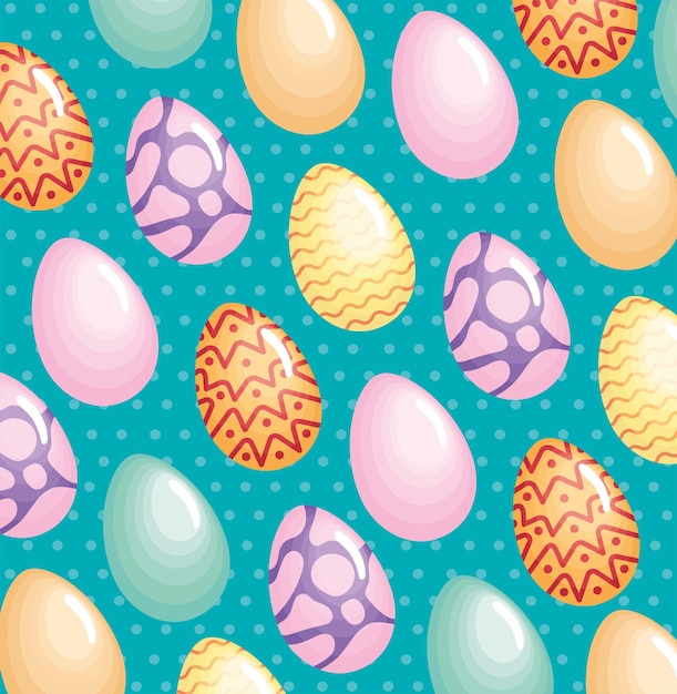 Vibrant Easter Eggs Pattern on Teal Background | Jiffy Designs