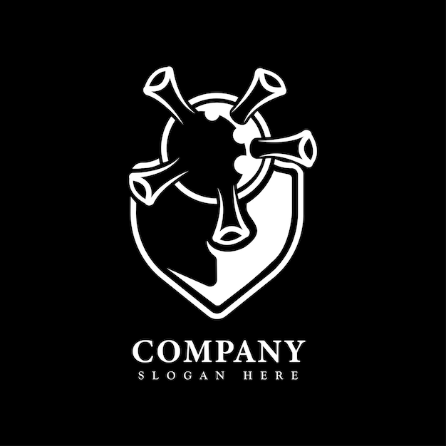 Powerful Monochrome Emblem with Crossed Bones and Shield | Jiffy Designs