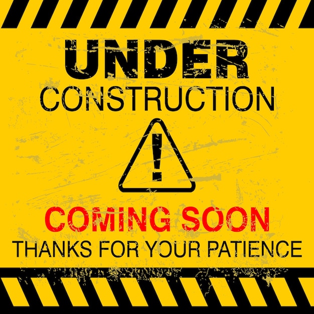 Vibrant Yellow Construction Site Announcement with Caution Symbol ...