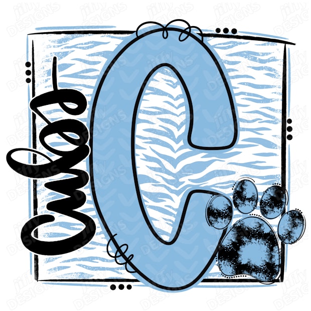 'Paw C' Playful Blue Letter with Whimsical Animal Print Accents | Jiffy ...