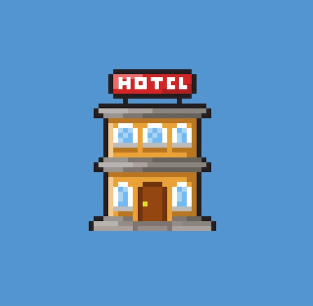 Charming Pixel Art Hotel with Neon Sign | Jiffy Designs