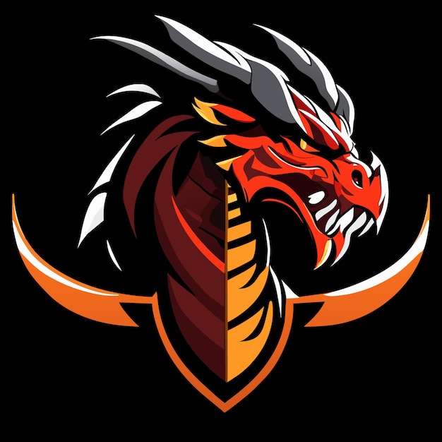 Fierce Crimson Dragon Emblem on Black Background | Jiffy Designs