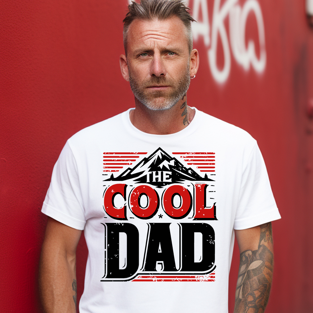 'The Cool Dad' Bold Mountain Graphic with Retro Red and Black ...