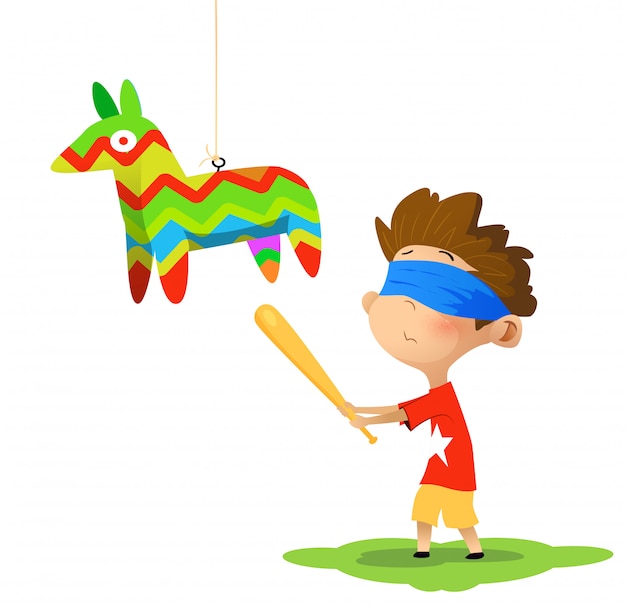 Playful Boy Swinging at Colorful Piñata | Jiffy Designs