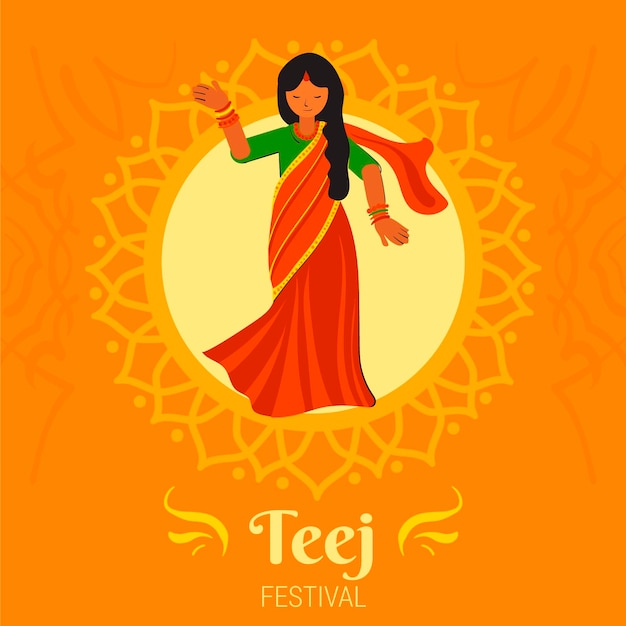 Vibrant Celebration of Teej Festival with Graceful Dancer | Jiffy Designs