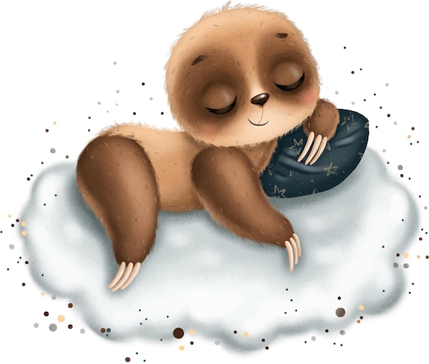 Cozy Sloth Napping on Fluffy Cloud | Jiffy Designs